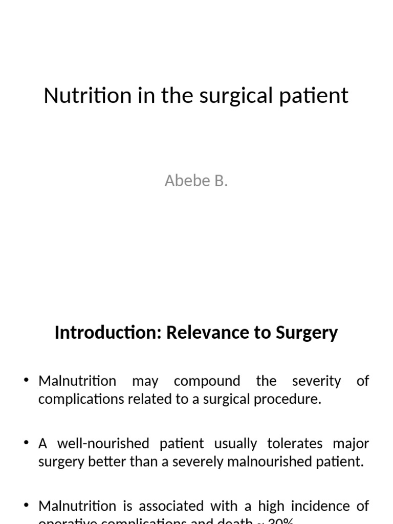 Nutrition Strategies for Surgical Patients | PDF | Medical Specialties ...