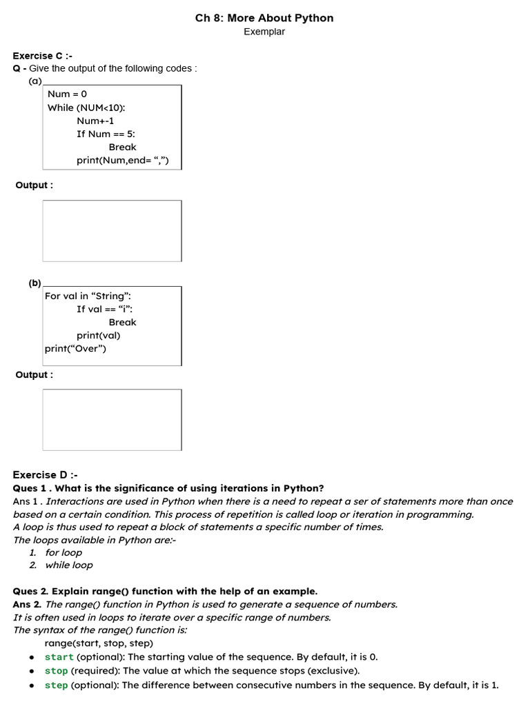 Ch 8: Exemplar - More About Python | PDF