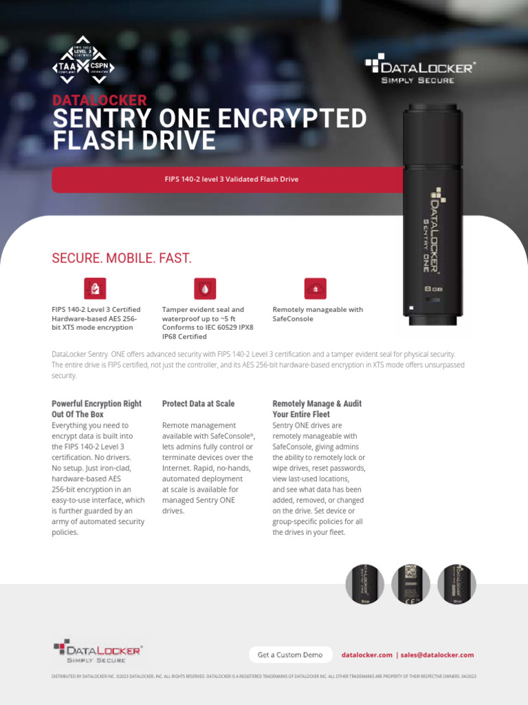 DataLocker Sentry ONE DataSheet | PDF | Password | Encryption