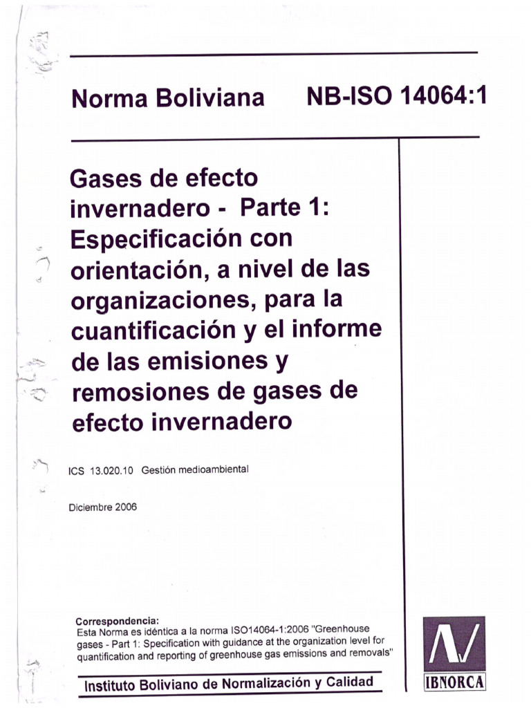 NB-IsO 14064-1 Gases de Efecto Invernadero-Parte 1-Especificacion Con ...