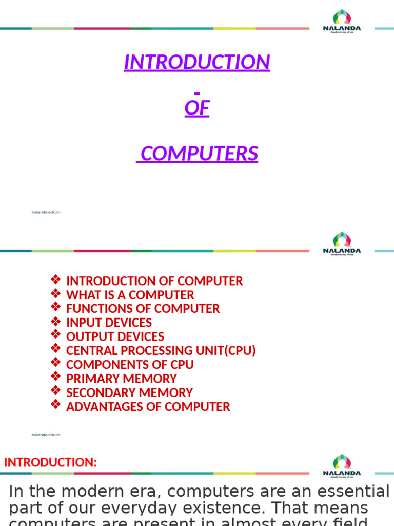 Introduction of Computers | PDF | Computer Data Storage | Central Processing Unit