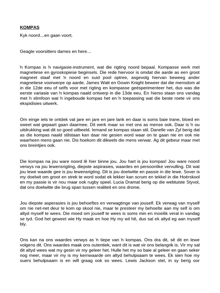 Kompas Toespraak | PDF