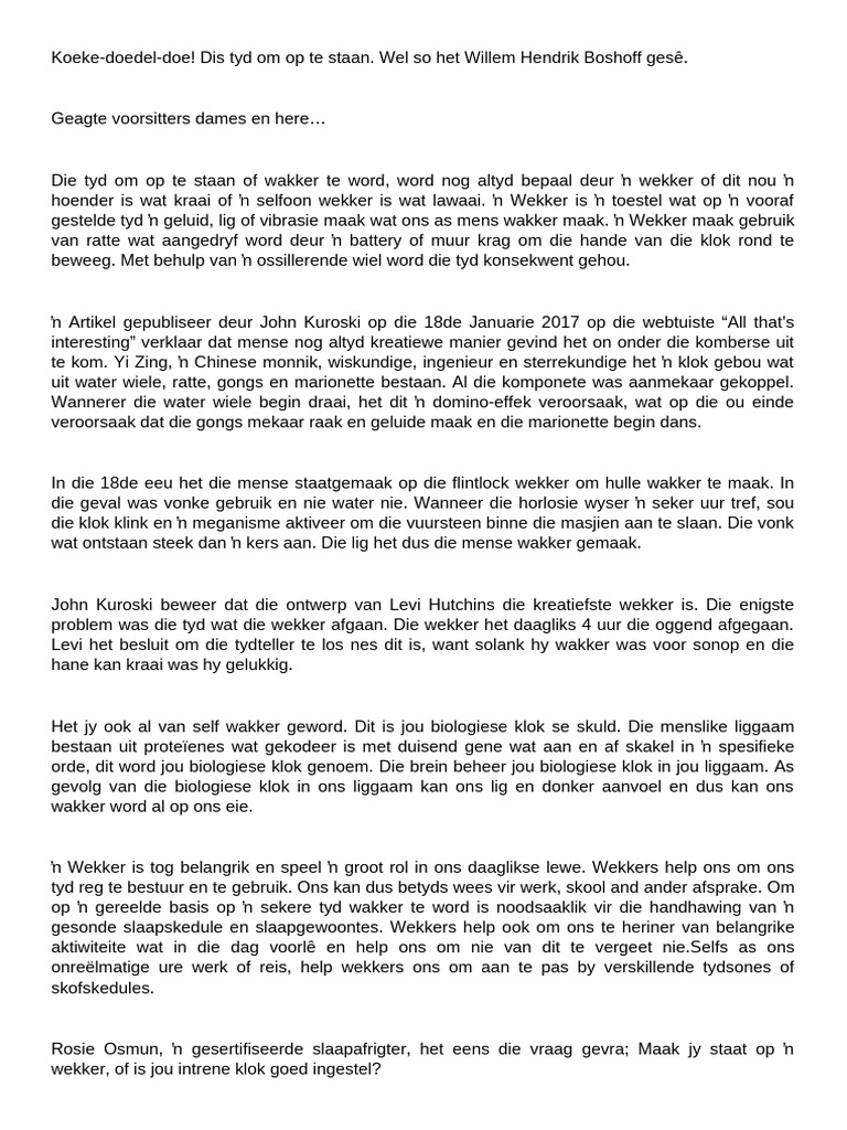 WEKKER TOESPRAAK | PDF