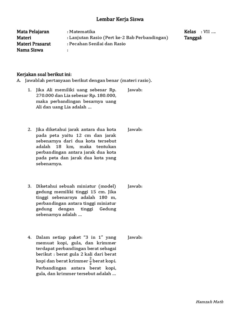 Pertemuan Ke-2 Rasio (Lanjutan) | PDF