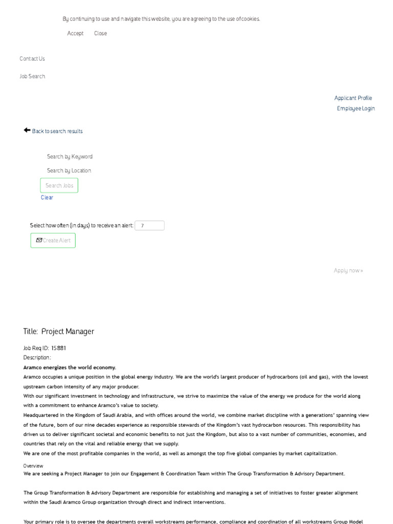 Project Manager Position at Aramco | PDF | Business | Economies