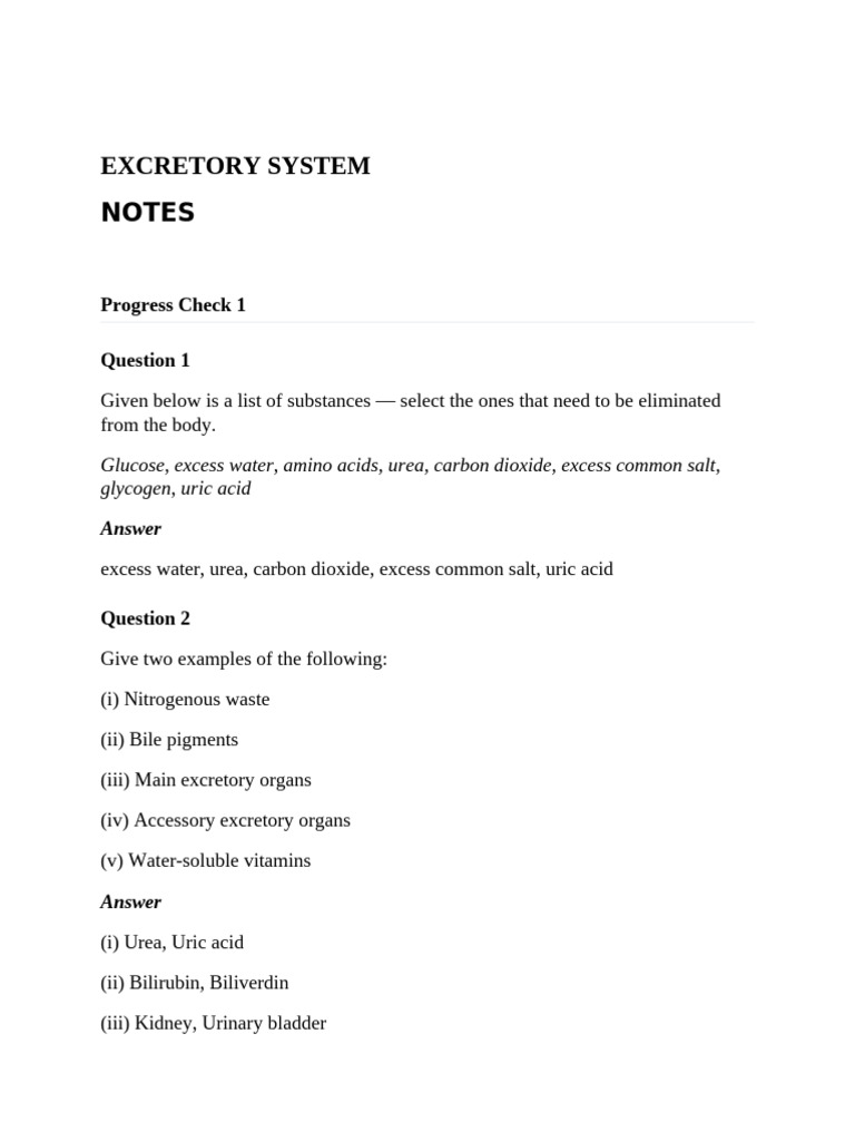 Excretory System Notes | PDF | Kidney | Urinary System