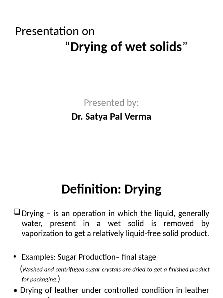 Definition and Mechanisms of Drying | PDF