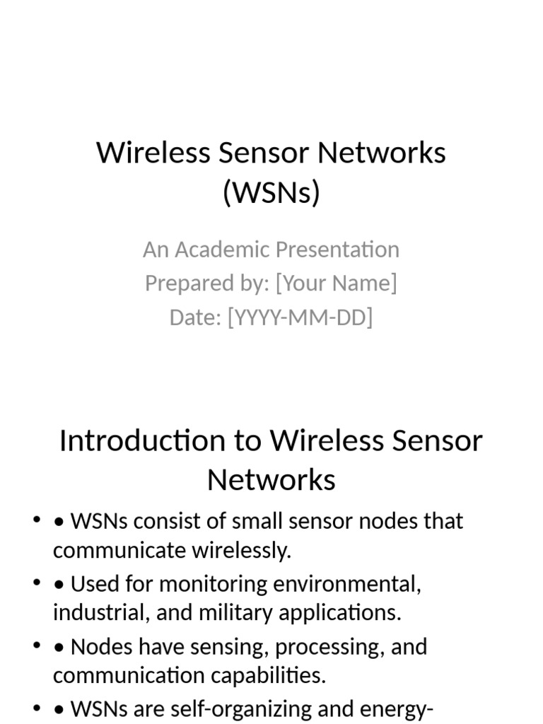 Wireless Sensor Networks Presentation-1 | PDF | Wireless Sensor Network | Computer Network