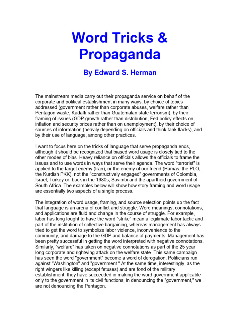 Word Tricks and Propaganda - PDF Room | PDF | Propaganda | Framing ...