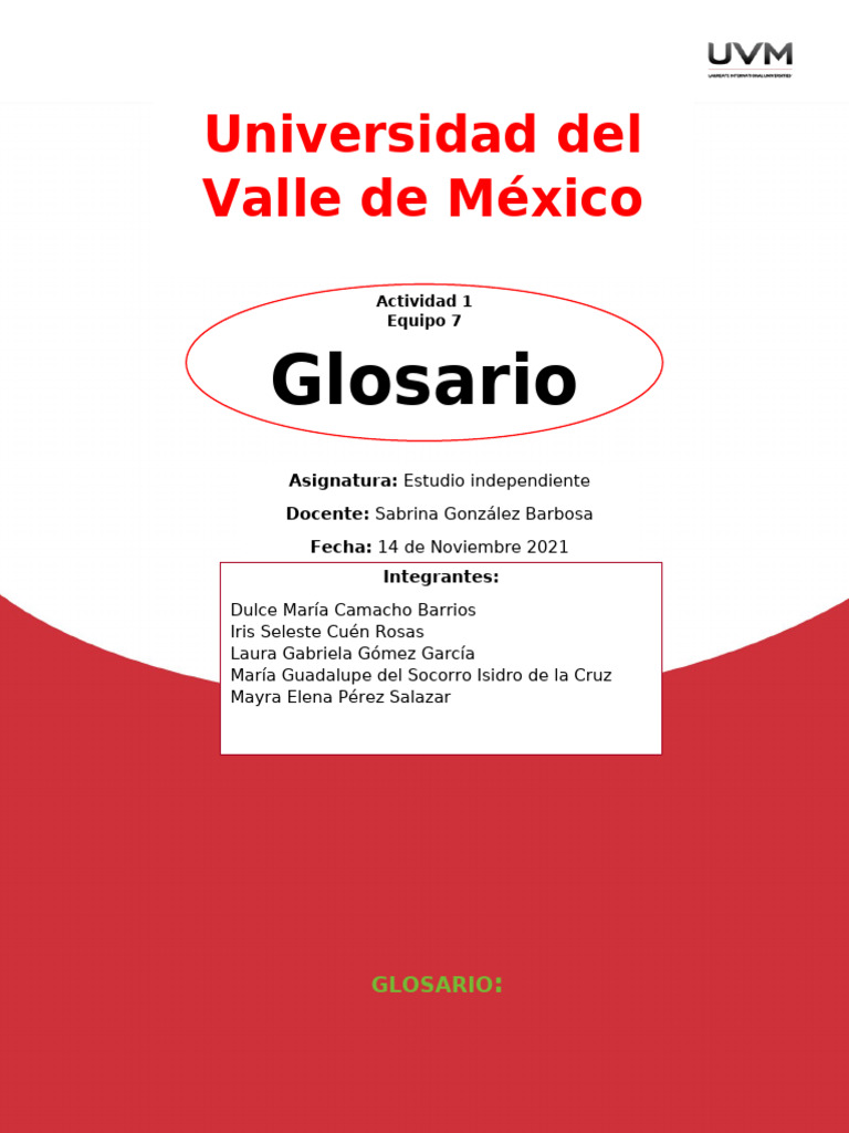 Act. 1-Glosario - Equipo3 Corregido | PDF | Aprendizaje | Enseñando