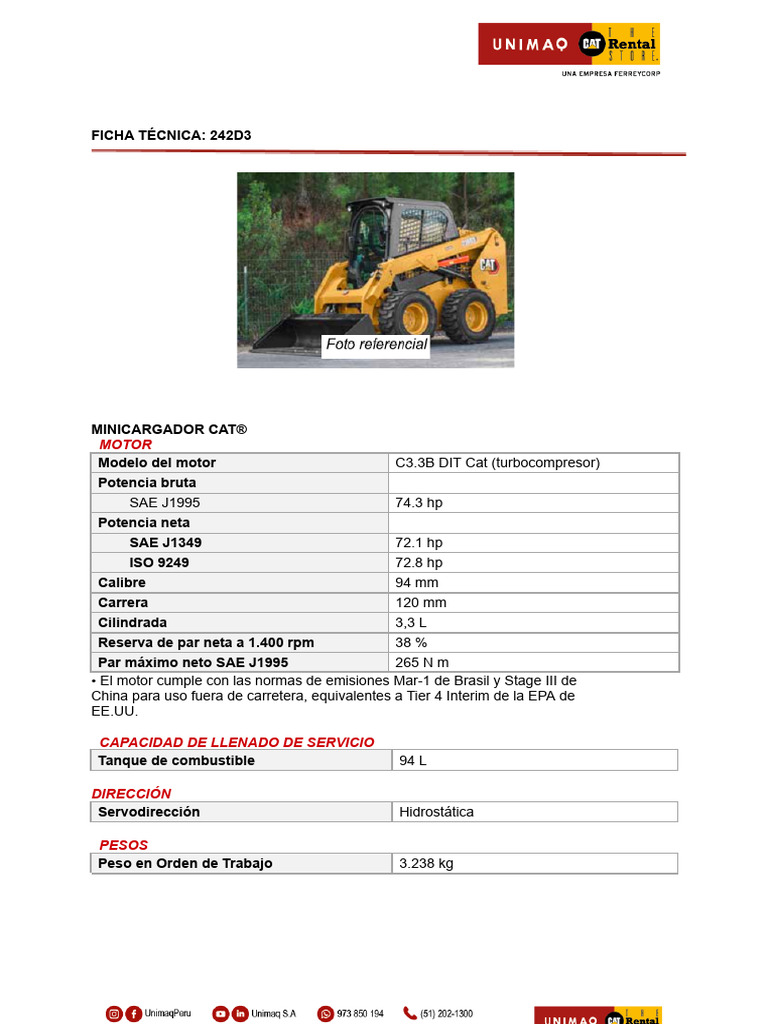 Ficha Web Minicargador 242D3 | PDF