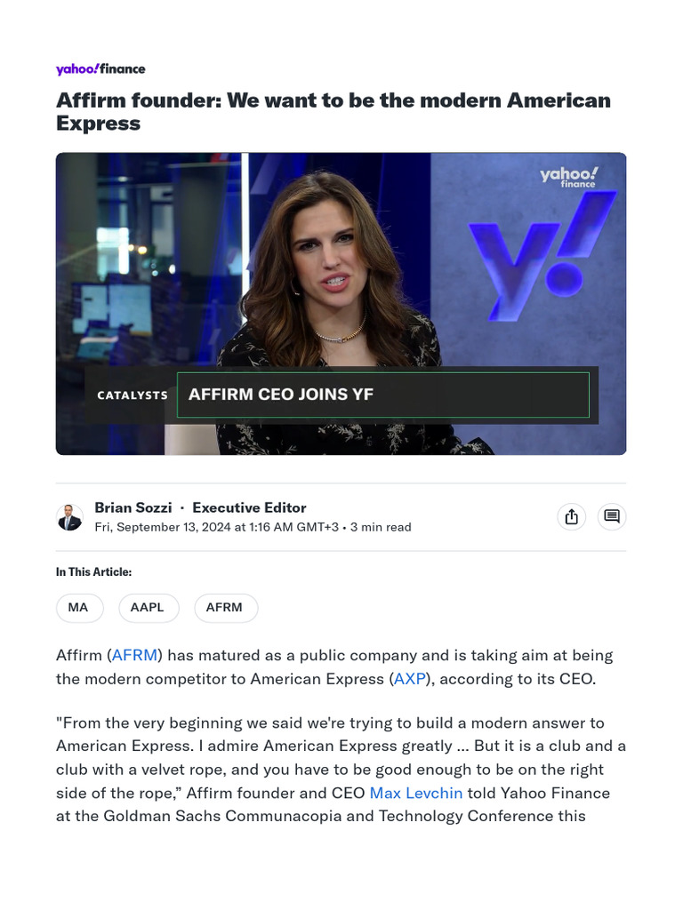 Affirm founder- We want to be the modern American Express | PDF | Financial Services | Money