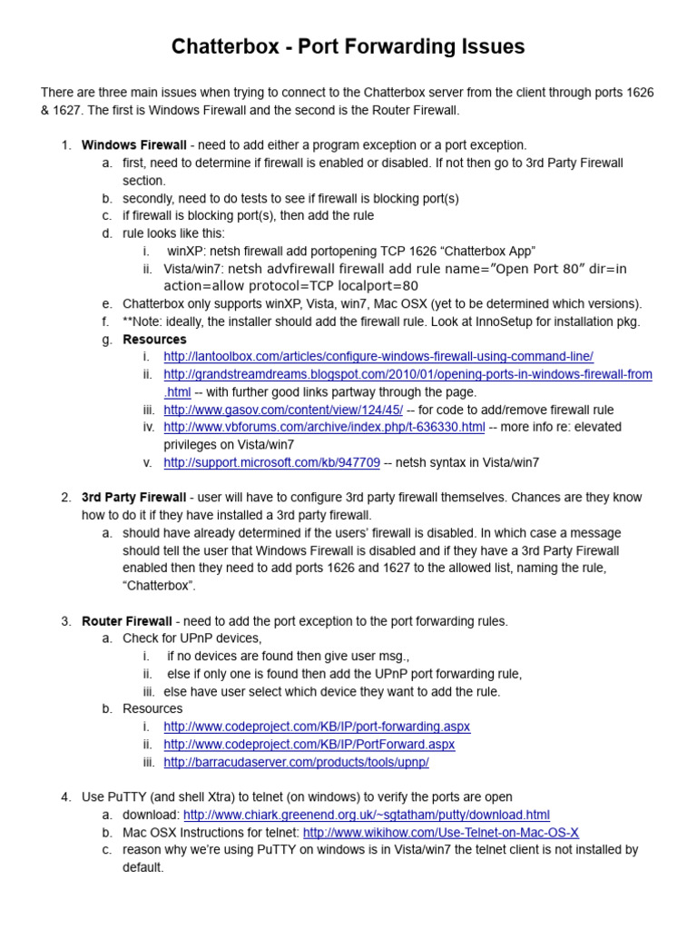 Chatterbox - Port Forwarding | PDF | Port (Computer Networking ...
