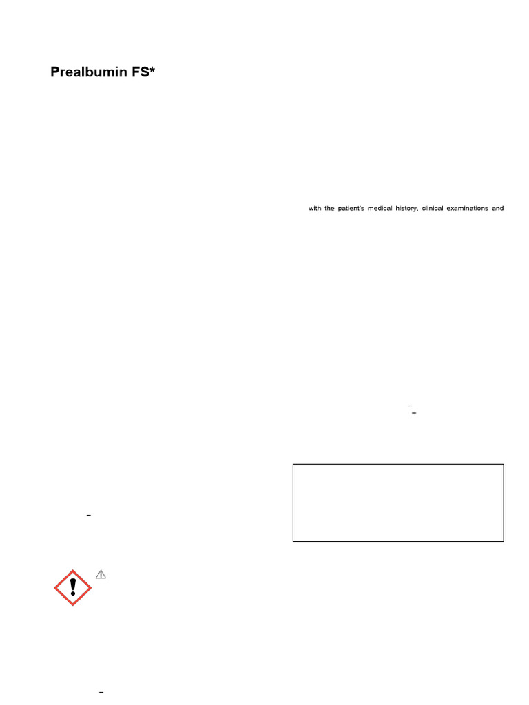 PI - BX-3010 Reagents Pre-Albumin FS - V1 | PDF | Proteins | Serum (Blood)