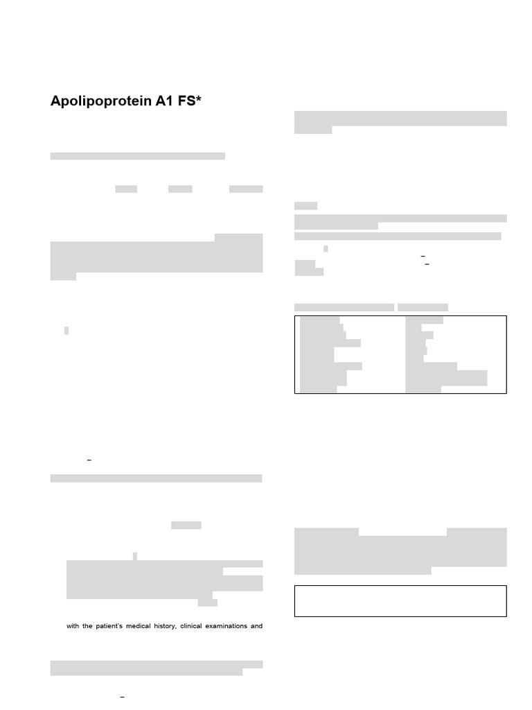 PI - BX-3010 Reagents Apolipoprotein A1 FS - V2 | PDF | High Density ...