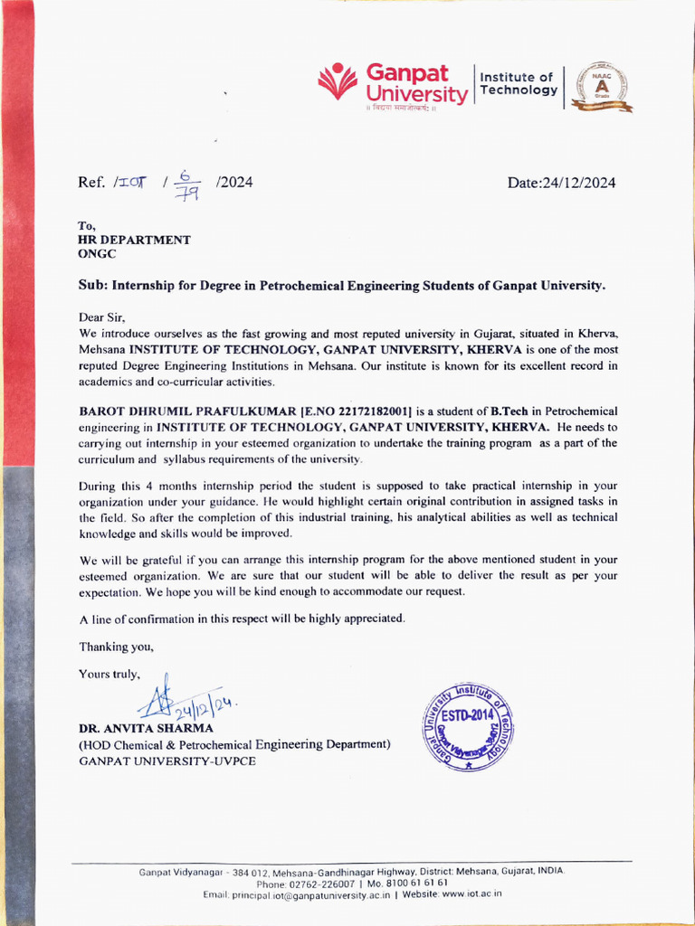 internship letter | PDF