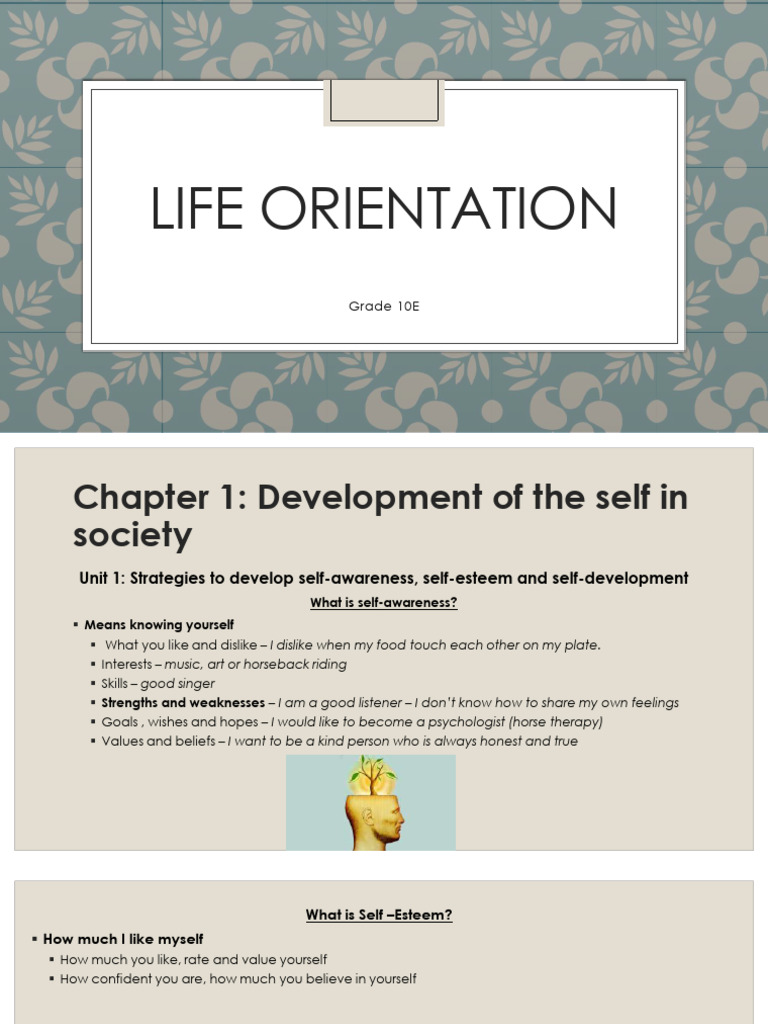 Week 1 - Self Esteem, Self Awareness and Self Development | PDF | Self ...