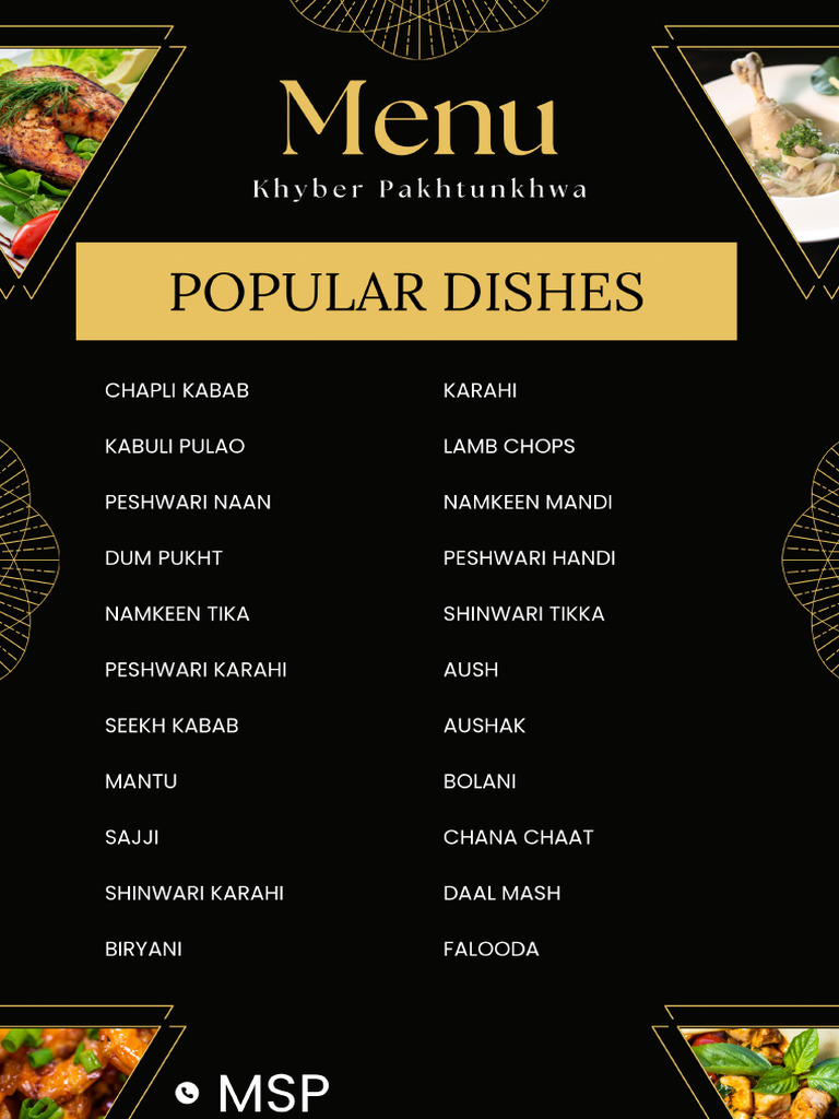 Yellow and Black Lines Restaurant Menu | PDF