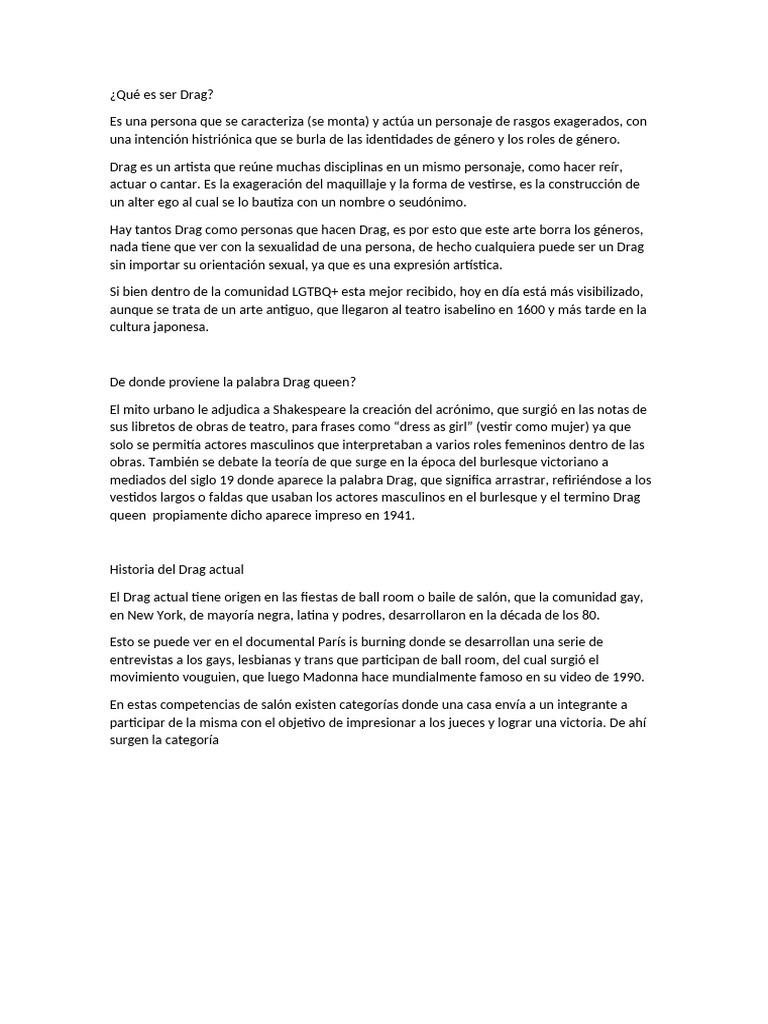 Qué Es Ser Drag | PDF