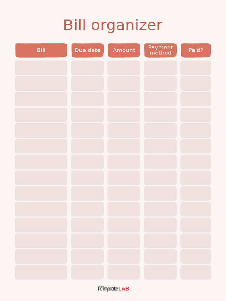 Bill Organizer Template | PDF