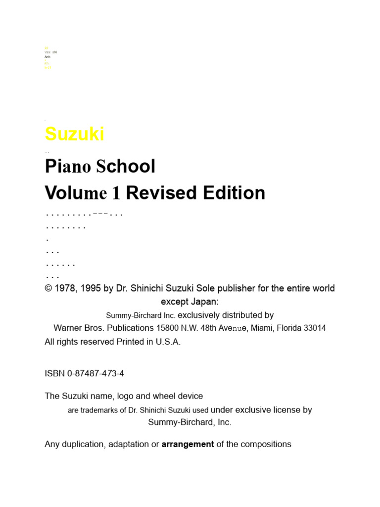 Suzuki Piano School Vol01 | PDF