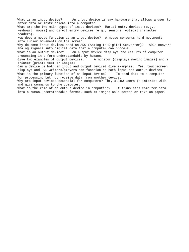 Basics Of Input And Output Devices Pdf