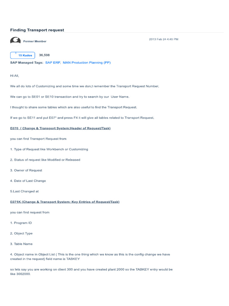 Find Transport Request | PDF