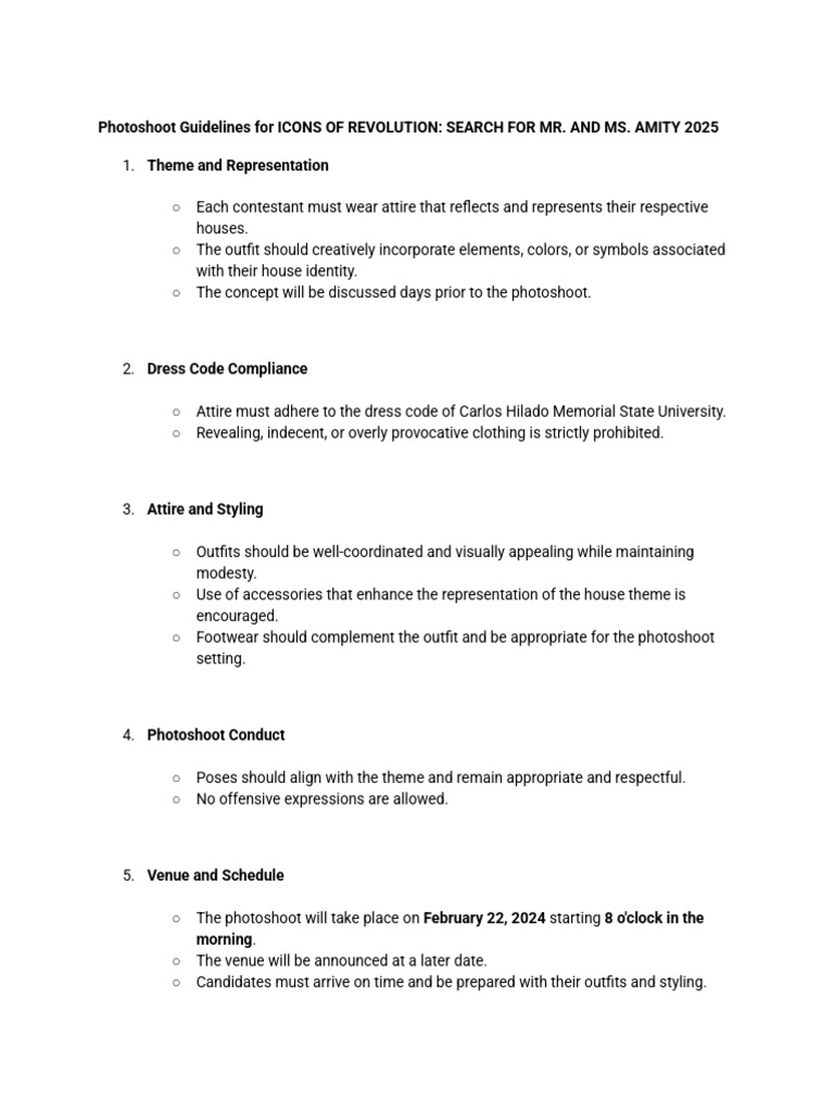 AMITY-Photoshoot-Guidelines | PDF