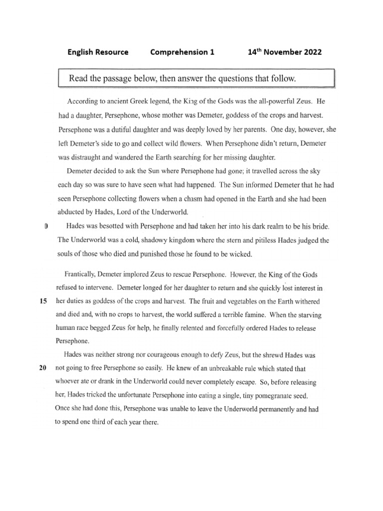 Reading Comprehension 14th November 2022 | PDF