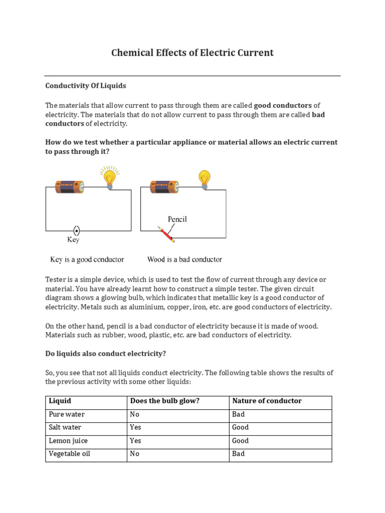 Chemical Effects of Electric Current | PDF | Electrochemistry | Electrode