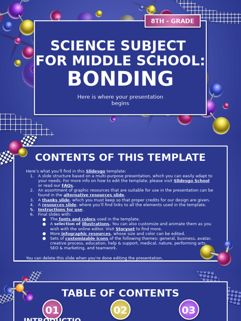 Science Subject For Middle School - 8th Grade - Bonding by Slidesgo ...