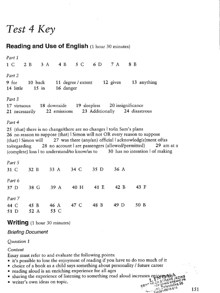 Test 4 Answer Key | PDF