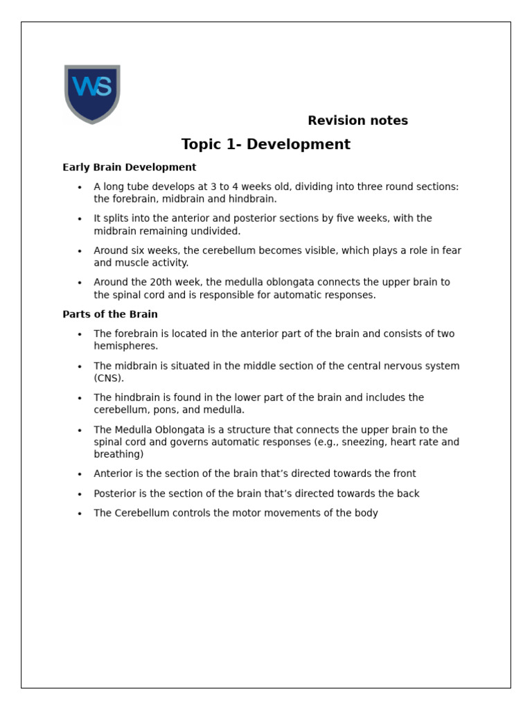 Development- Revision notes (1) | PDF | Schema (Psychology) | Mindset