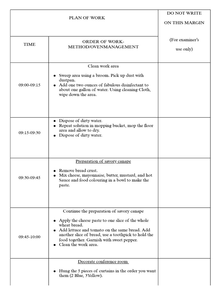 Timeplan - Docx 20250127 230317 0000 | PDF | Cuisine | Foods