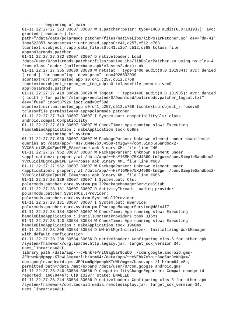 Polarmods - Patcher Logcat | PDF | Operating System Technology | System Software