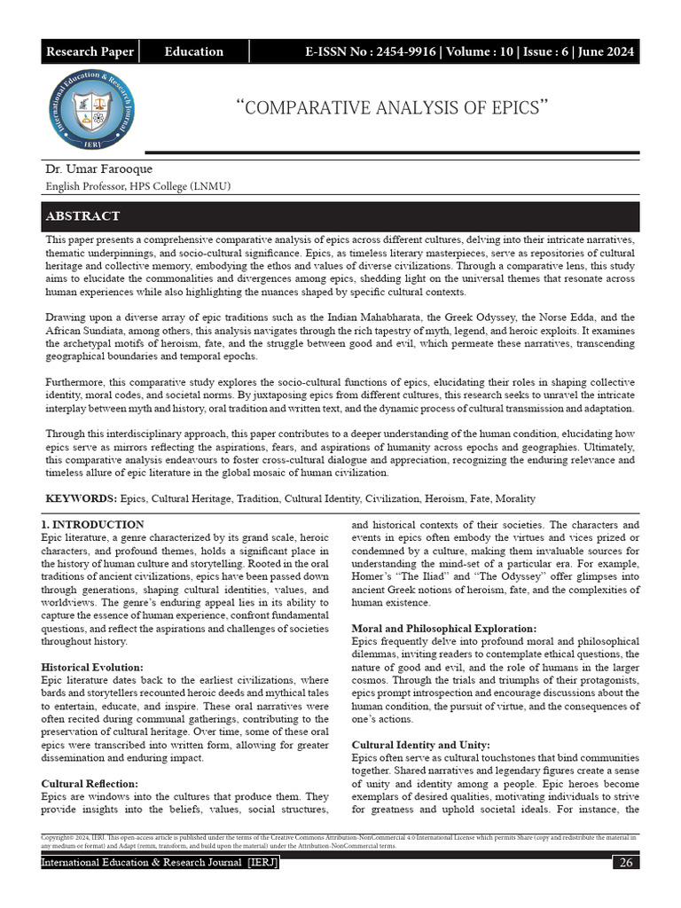 "COMPARATIVE ANALYSIS OF EPICS" - by Dr. Umar Farooque | PDF | Epic ...