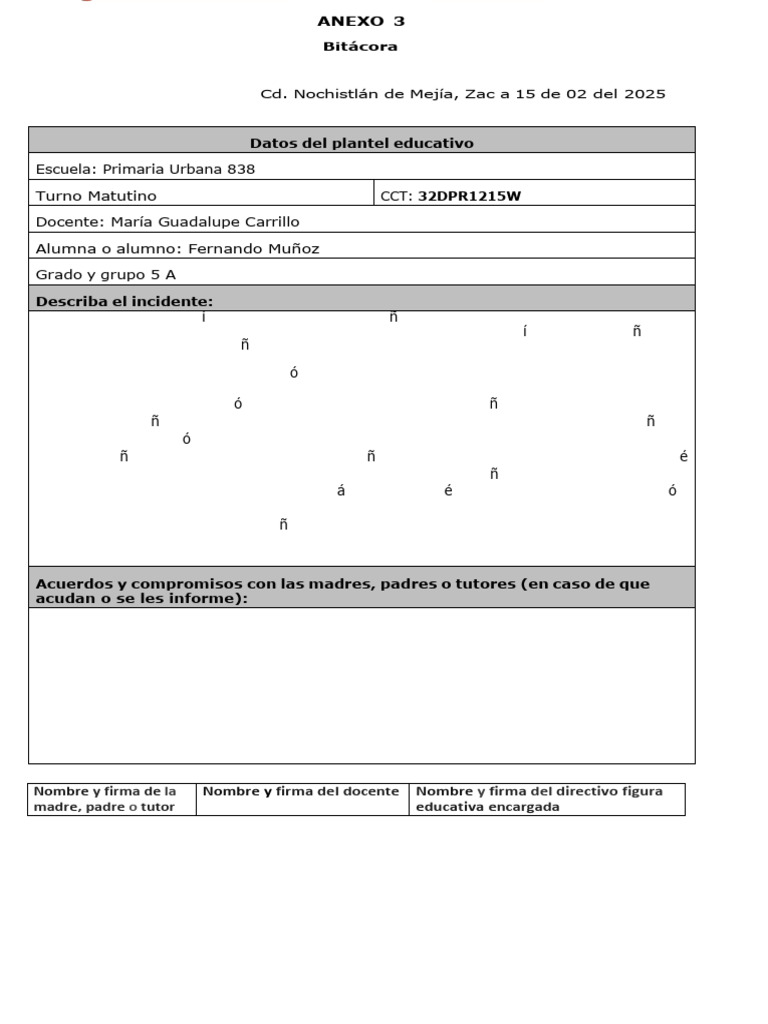 Incidente de Conducta Inapropiada Escolar | PDF | Blasfemia | Salón de ...