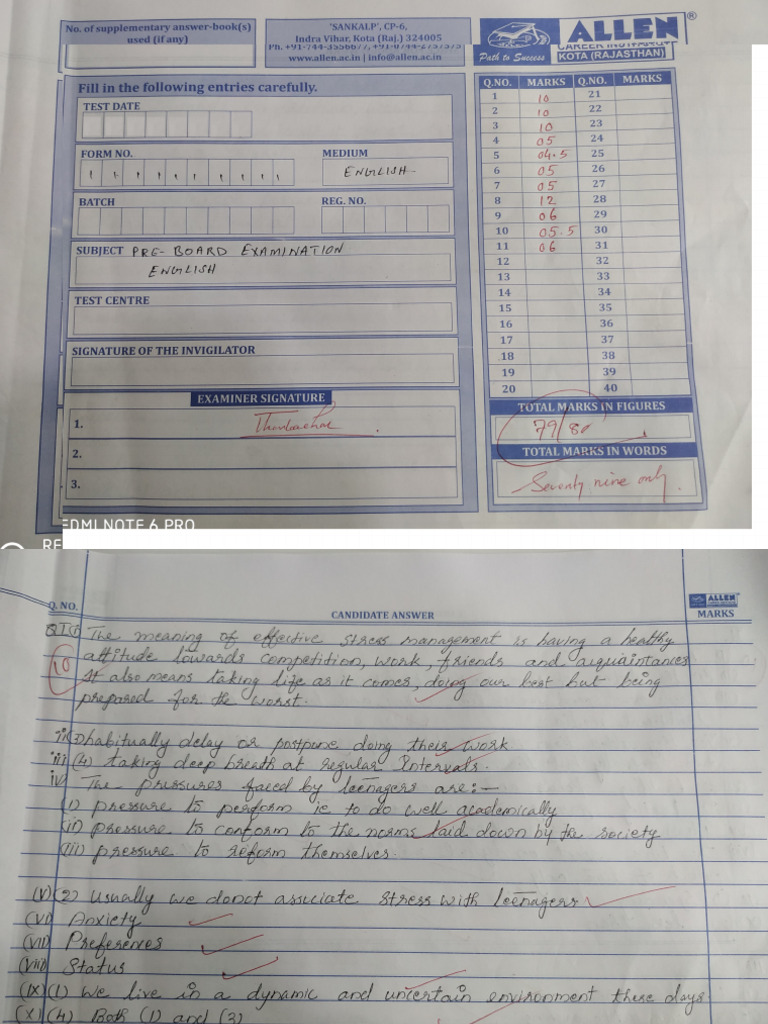English Preboard model answer sheet paper 2 | PDF