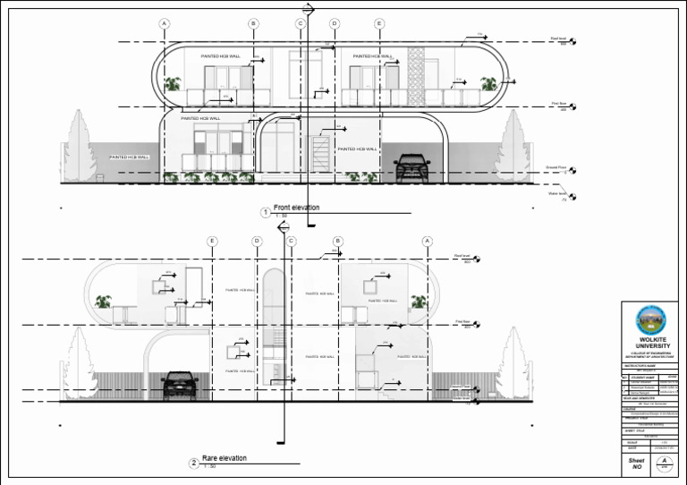 Front and Rare Elevation | PDF | Structural Engineering | Architectural Design
