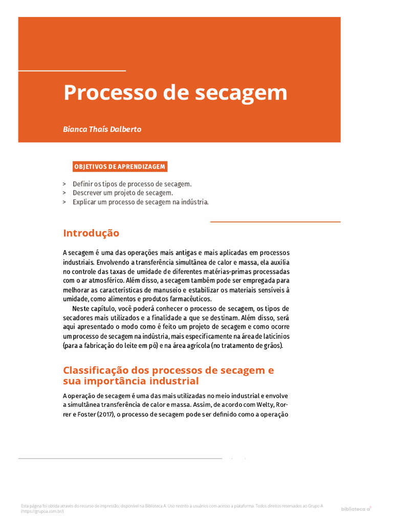 Processo de Secagem | PDF