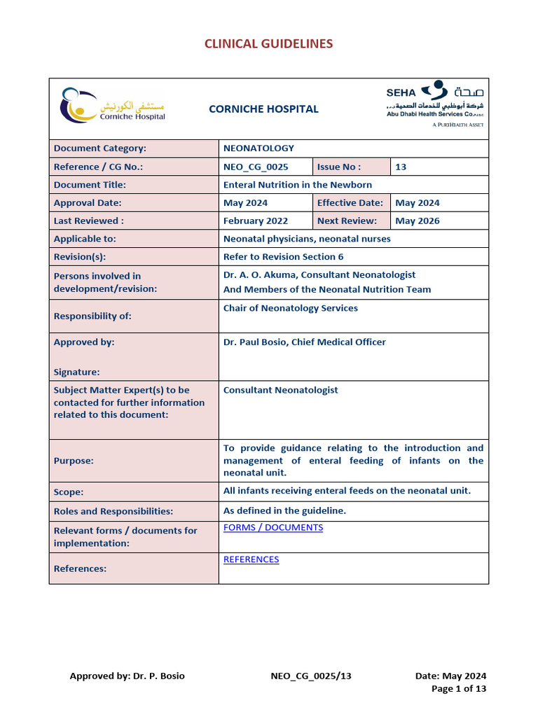 Enteral Nutrition Guidelines Till May 2026 | PDF | Breast Milk ...
