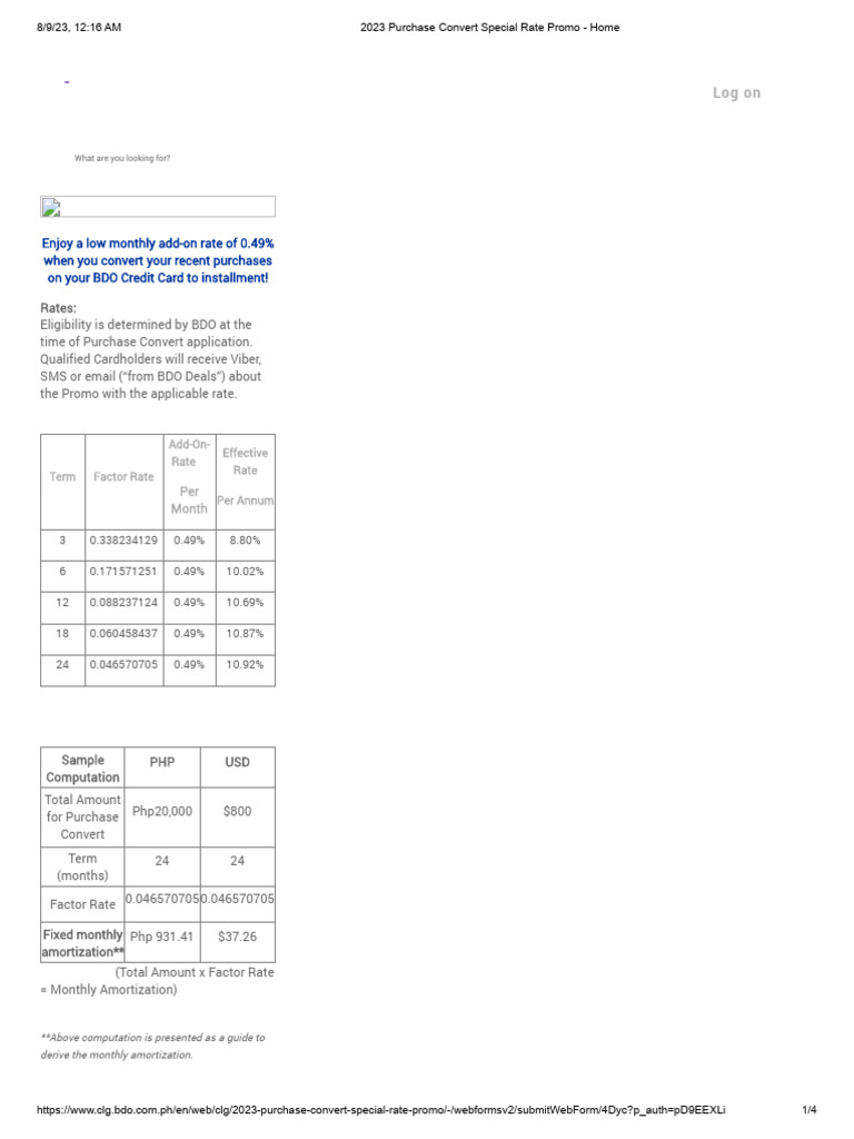 2023 Purchase Convert Special Rate Promo - Home | PDF | Credit Card ...
