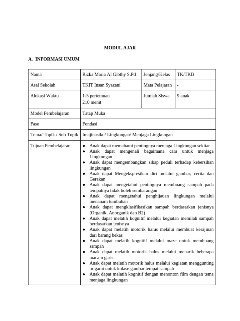 Modul Ajar Lingkungan Supervisi | PDF