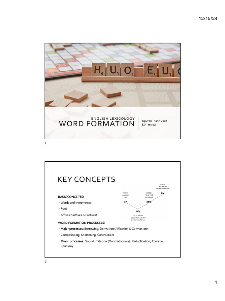 2024 - Word Formation - 2deg - Students | PDF | Word | Morphology ...