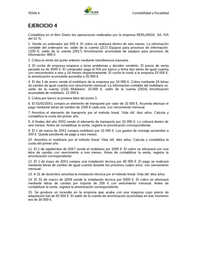 EJERCICIO 4 (1) | PDF | Contabilidad | Economias