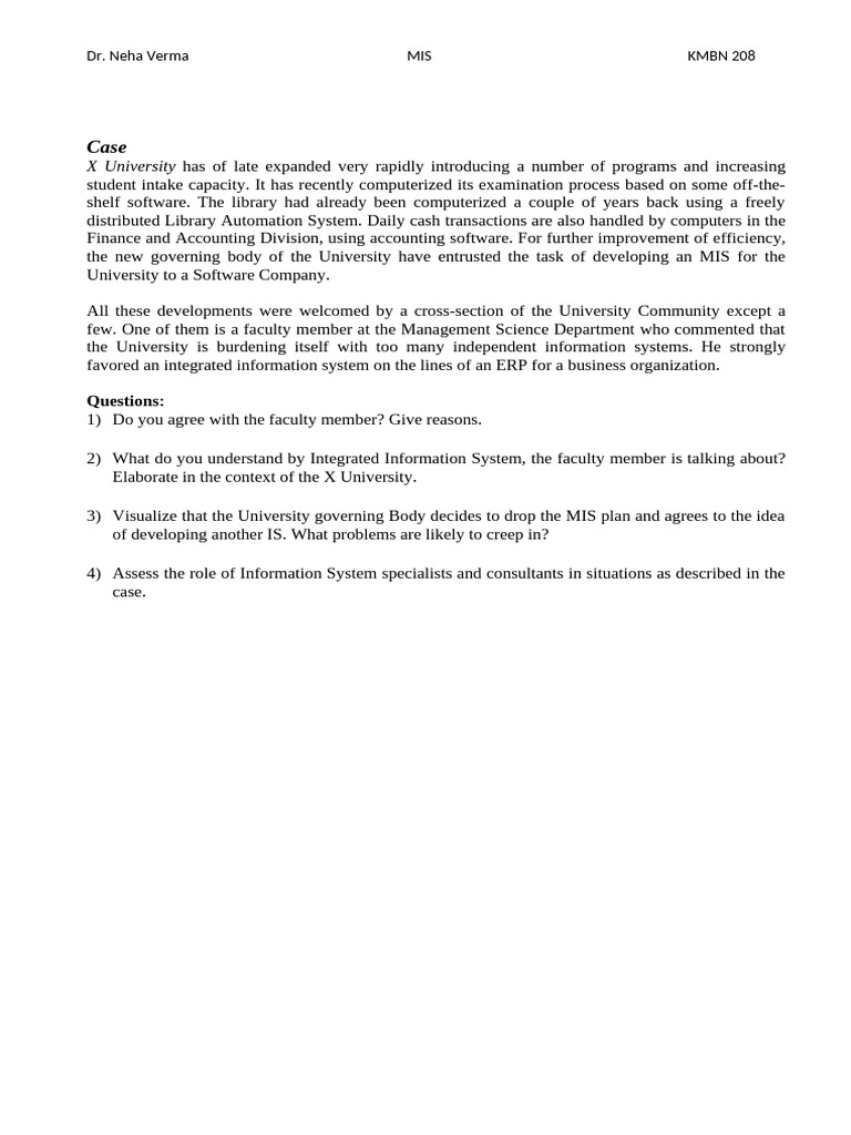 MIS Case | PDF