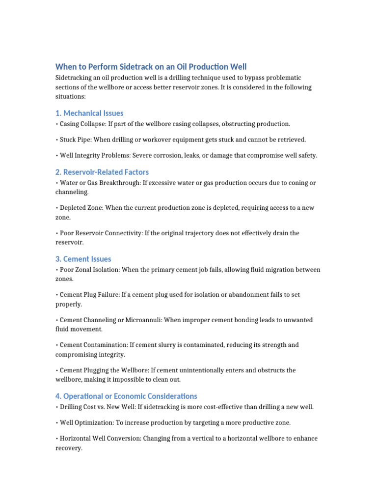 Sidetrack Well | PDF