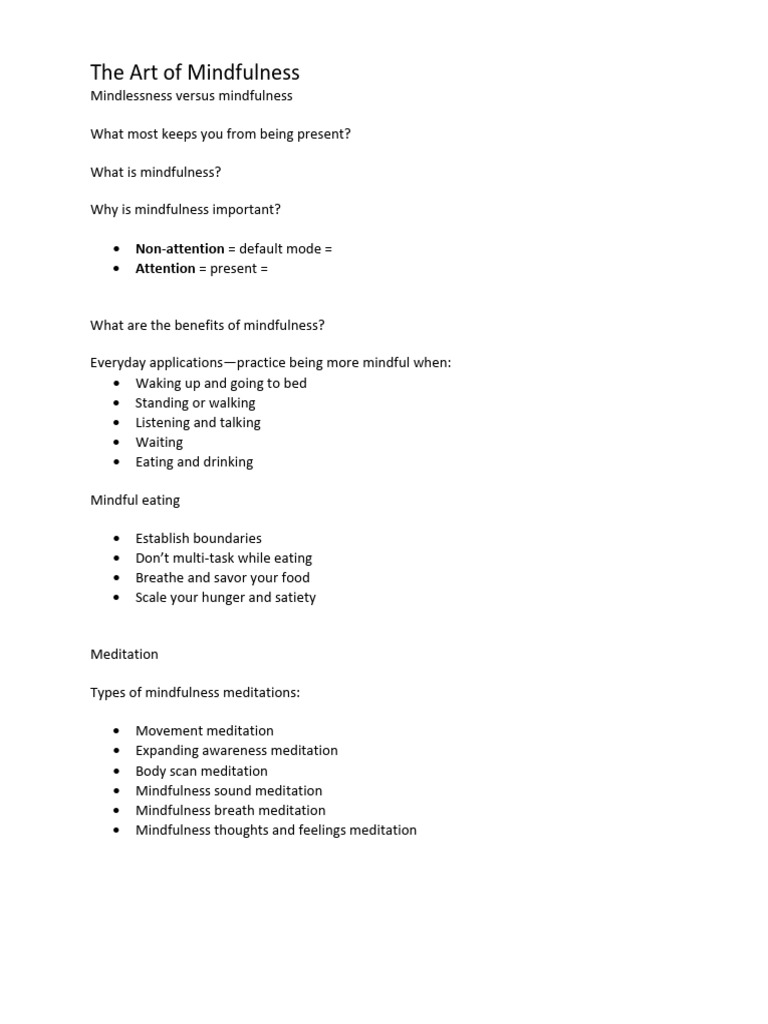 Mindfulness Practices and Benefits Guide | PDF