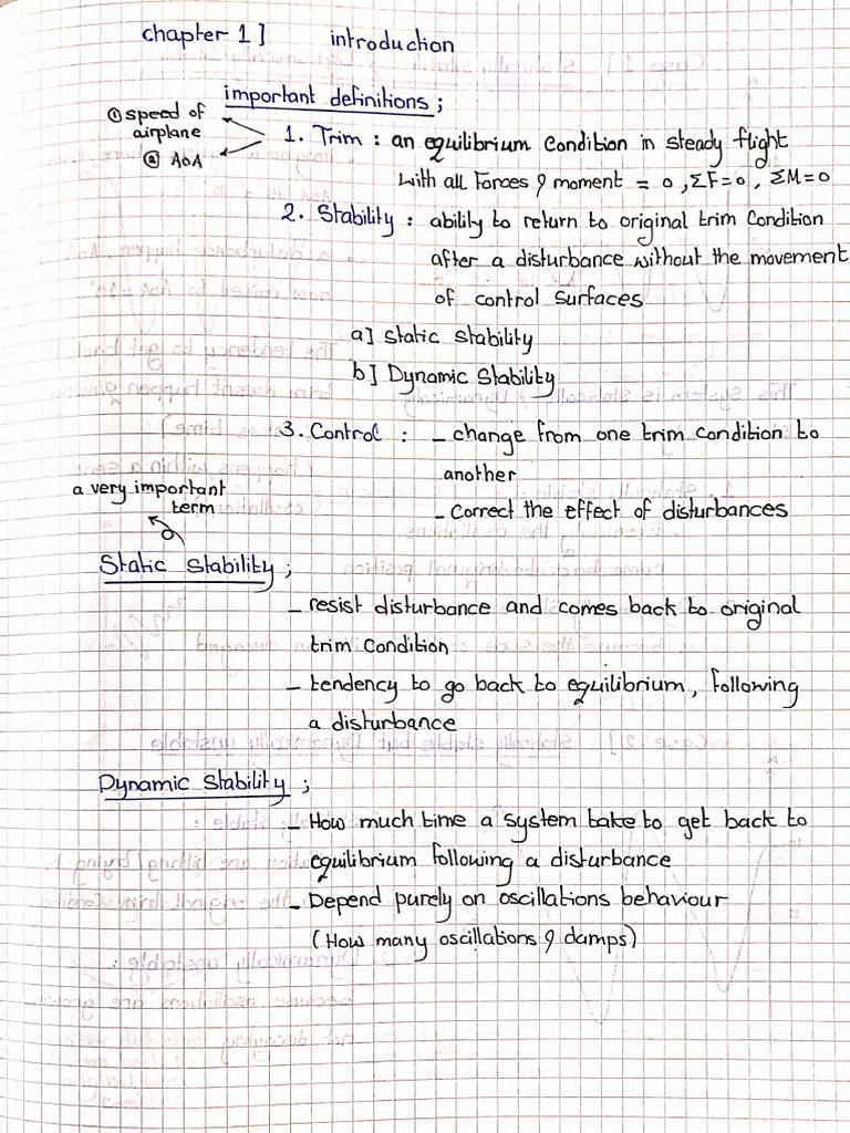 Flight Dynamics Notes Chapters 1-3 | PDF