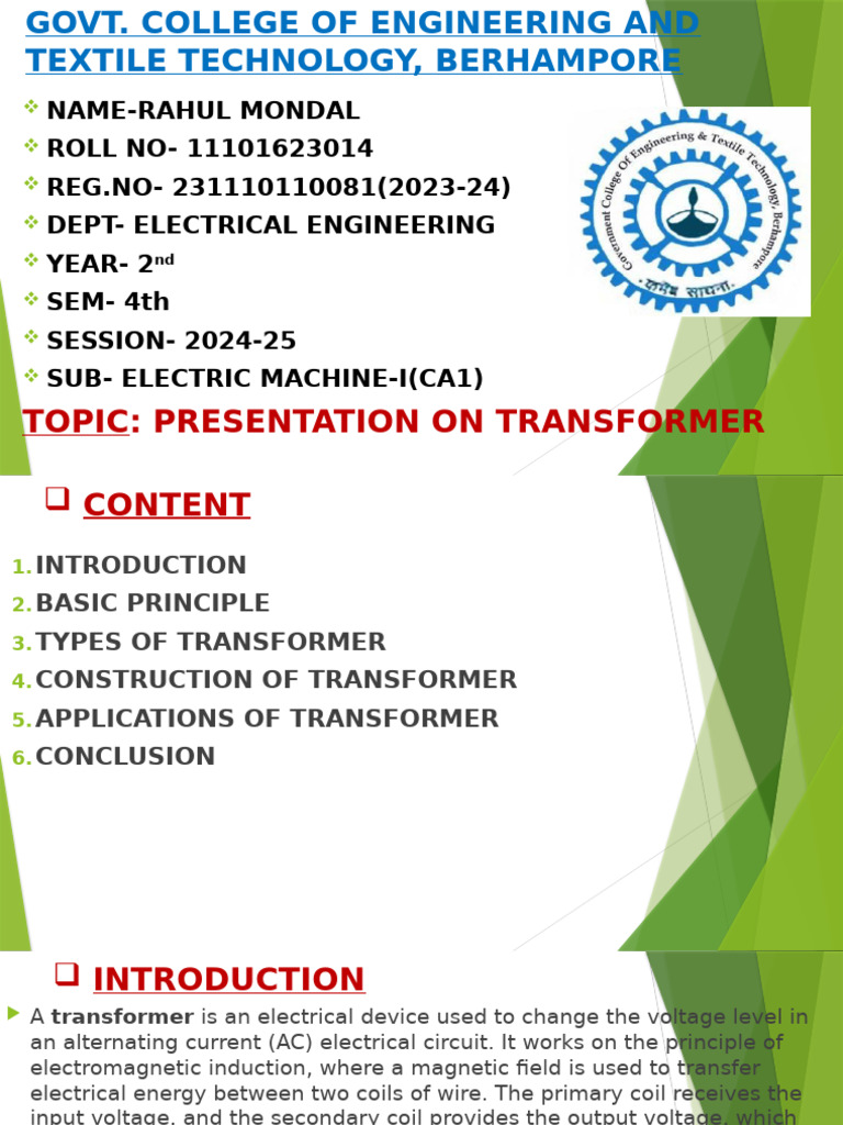 Rahul Mondal Electric Machine Ca1 | PDF | Transformer | Electromagnetic Induction